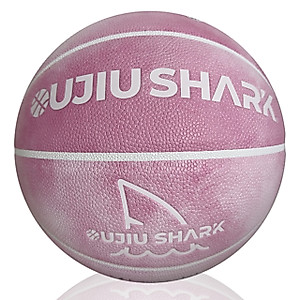 OujiuShark Official Size 5 Basketball, 27.5" Basketball for Age 8-11, Pink Youth Basketball TPU Leather Indoor Outdoor with Net Needle (Without Pump)