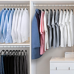 IEOKE Velvet Hangers, 50-Pack No Shoulder Bumps Suit Hangers Ultra Thin Space Saving 360 Degree Swivel Heavy Duty Hook Durable Hangers for Sweaters Coat Jackets Shirts Dresses (50 Pack, Black/Silver)