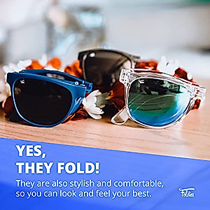 Foldies Remix Folding Sunglasses Polarized, UV400, UVA, UVB Protection for Men Women, Folding Sunglasses Leather Case