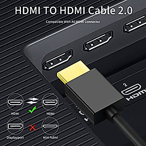 Twozoh Flexible & Slim HDMI Cable 1FT, Soft & Ultra-Thin HDMI to HDMI Cord Support 4K@60Hz/2160P/1080P