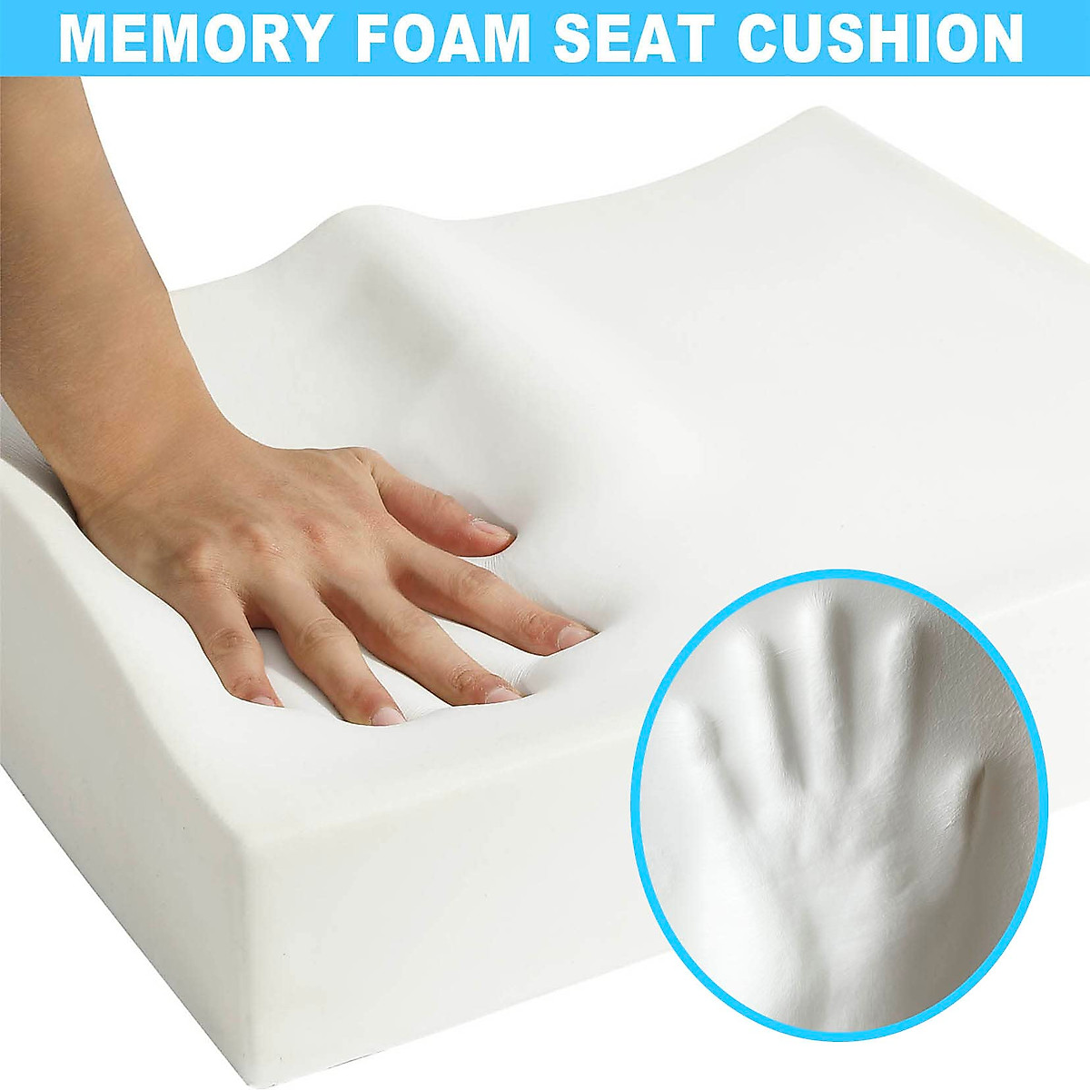 ZAUXO Memory Foam Seat Cushion: Office Chair Cushion, Seat Cushion for Tailbone, Sciatica, Lower Back Pain Relief Butt Pillow for Car, Office Chair, Wheelchair, Extra Large