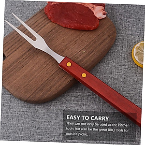 GANAZONO 3 Pcs Three Piece Barbecue Set Stainless Steel BBQ Tools Barbecue Roasting Sticks Grilling Barbeque Food Tongs BBQ Spatula Outdoor Accessories Grill Utensils Fork Wooden Major