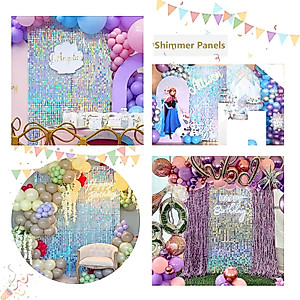 Shimmer Wall Backdrop Sequin Panels 24 Packs-Sparkly Backdrop for Bridal Shower Birthday Backdgrounds Advertising Rainbow Silver Ceremony Wedding Parties Panel