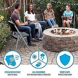 LIFETIME Commercial Grade Folding Chairs, 4 Pack,Plastic, Black/Silver