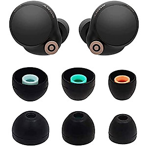 ALXCD Eartips Compatible with Sony WF-1000XM4 Earbuds, S/M/L 3 Pairs Soft Silicone Ear Tips Earbuds Tips, Compatible with Sony WF-1000XM4 Silicon Tips XM4 3 Pairs, SML, Black