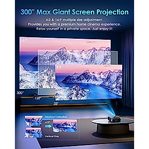 Projector with 5G WiFi & Bluetooth, YOWHICK 10000L Full HD 1080P Outdoor Portable Video Projector Support 4K, Home Theater Movie Projector Compatible with HDMI, VGA, USB, Laptop, iOS & Android Phone