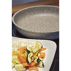 FLONAL Dura Induction Frying Pan Stone Effect Aluminum, 11.08-inches, Clear