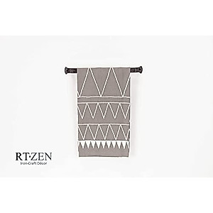 RTZEN Small Black Hand Towel Holder for Bathroom - Handcrafted Farmhouse Wrought Iron Kitchen Towel Rack - Matte Hand Towel Bar Hanger for Home or Office - 12" Wall Mounted Rack Fits 10" Towels