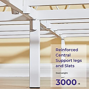 GreenForest Full Size Bed Frame with Headboard Heavy Duty Metal Platform Bed Frame with Underbed Storage No Box Spring Needed Mattress Foundation, White