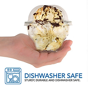 Clear Plastic Dessert Cups with Lids 8 oz (Set of 50) Small Disposable Parfait Cup, Dome Lid - No Hole, 8-Ounce Party Fruit Containers, Banana Pudding Bowl, Jello, Ice Cream, Desserts Container