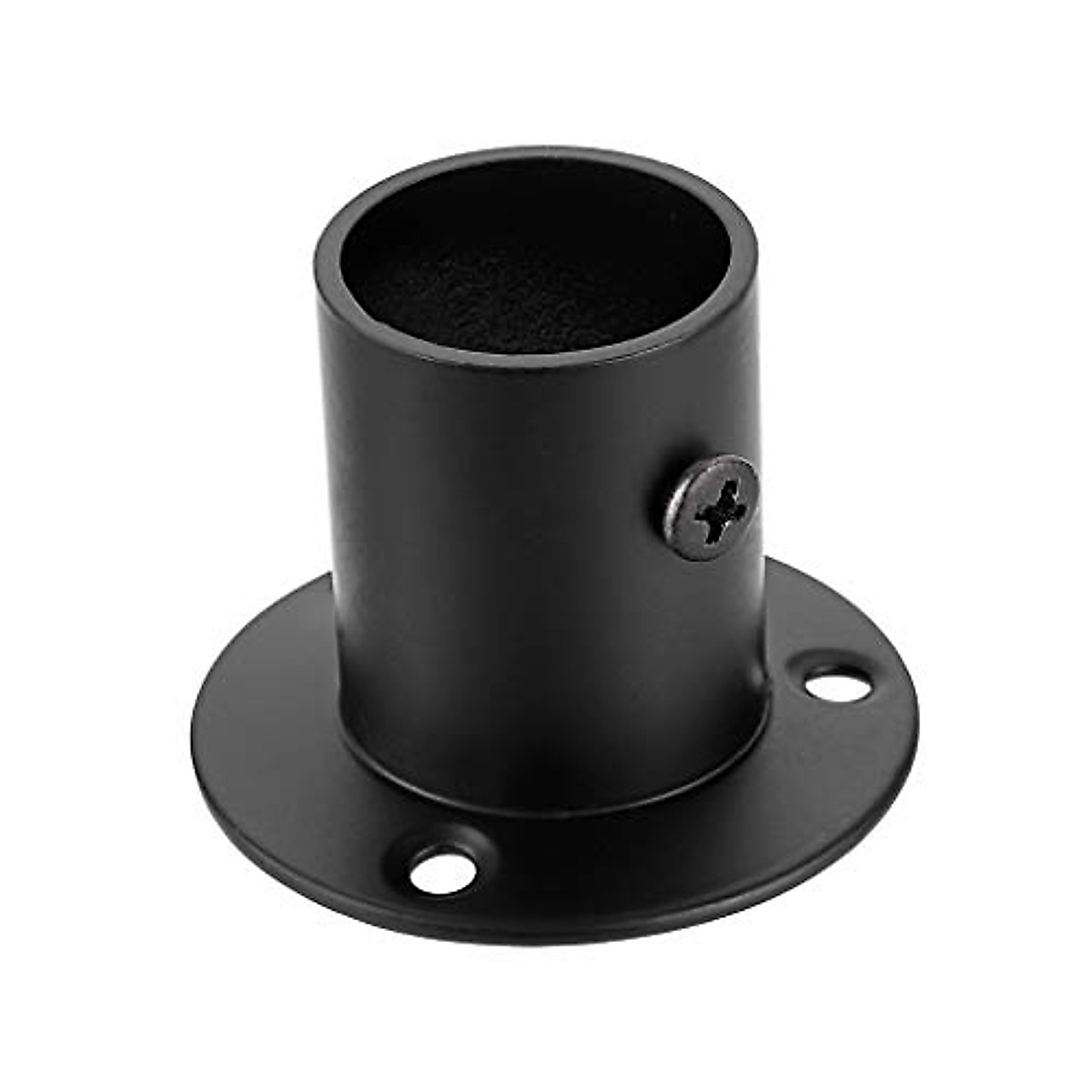 OwnMy 4 Packs Stainless Steel Pole Sockets Flange Rod Holder, Wall Mount Pipe Bracket with Screws for Closet Wardrobe Shower Curtain Rod (Fit 25mm / 1'') (Black)