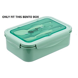 Plastic Utensil Set, Includes Spoon & Fork, Only Fit Bento Box Shown From The Imagine, Come With Packing Box-Green