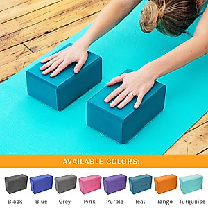 Sol Living Yoga Blocks 2 Pack High Density EVA Foam Yoga Cushion Stretching Pilates Meditation Exercise Equipment Support Deepen Poses Odor Free Non Slip Yoga Accessories - 4" x 6" x 9"- Teal