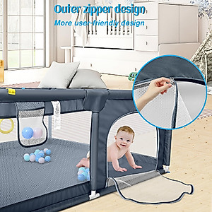 Baby Playpen, Playpen for Babies and Toddler, Baby Play Pen for Toddler, Large Baby Playard with Gate, 59×71IN Sturdy Safety Baby Fence with Anti-Slip Base,Play Yard Indoor Outdoor Kid Activity Center