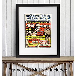 Motown Black Music - African American Wall Art - Black Art - Black Culture - Black History - Stevie Wonder, Marvin Gaye Concert Posters Wall Decor - Famous African American History - Afro Wall Art