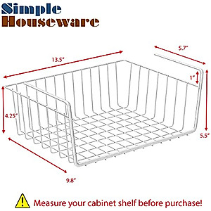 Simple Houseware 6PK Under Shelf Basket, White