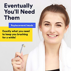 MOUTHWATCHERS - Toothbrush Replacement Heads - Clean Teeth for Adult - 6 Count - Floss Bristle Silver - Invented by Doctor Plotka's