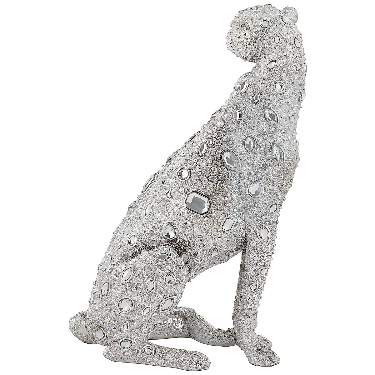Studio 55D Sitting Leopard 16" High Silver Sculpture