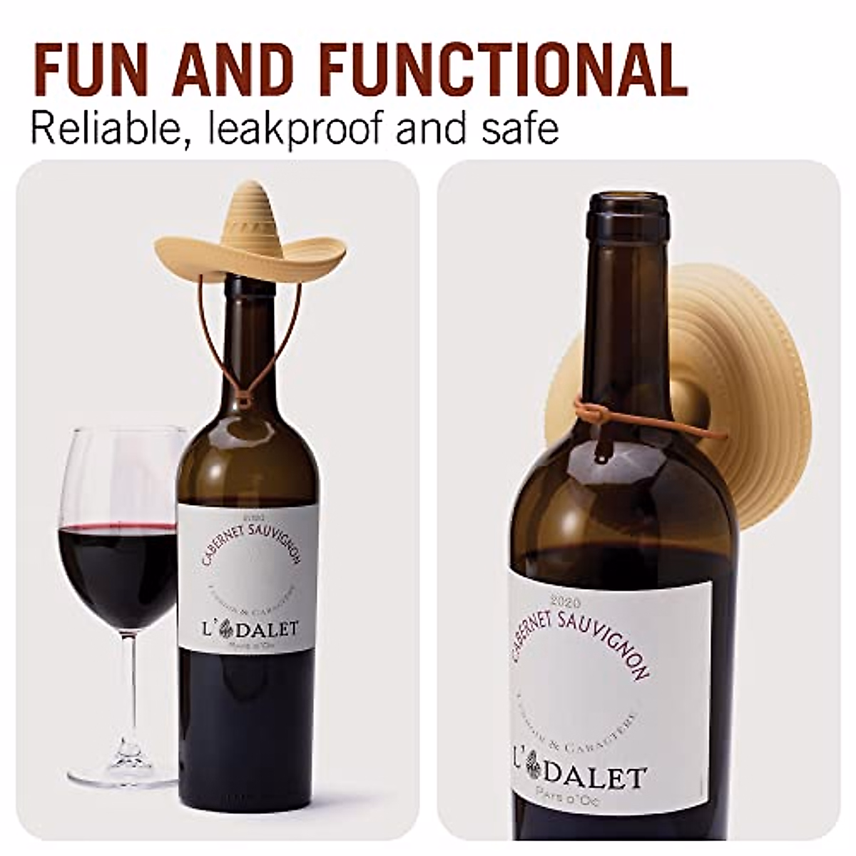 Silicone Wine Stopper/Fun Sombrero shaped cap seals bottle and keeps wine fresh/Cute Wine Accessories/Fun Kitchen Gadgets/el Corko Bottle Stopper by Monkey Business