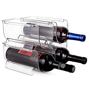 Homeries Wine & Water Bottle Organizer Holder Stackable Wine Rack for Kitchen Countertops, Table Top, Pantry, Fridge, Bars – Acrylic, Free Standing Wine Shelf – Holds Beer, Pop, Soda & Cans (4 Racks)