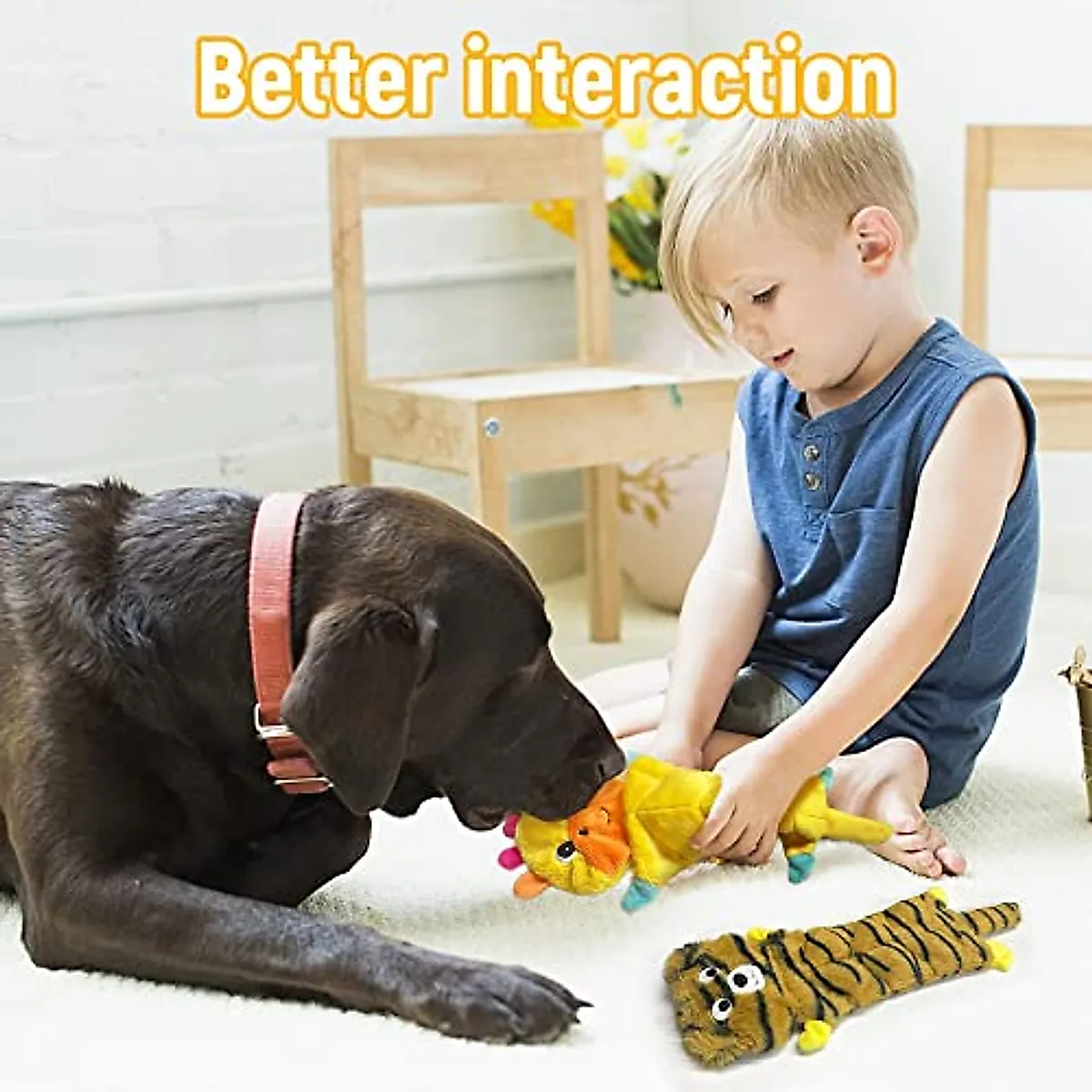 AWOOF Dog Squeaky Toys No Stuffing, Crinkle Dog Toy (Animals)