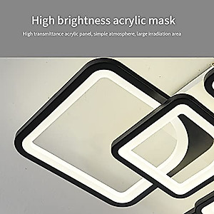 Siittoo Modern Ceiling Light Fixture, Dimmable LED Flush Mount Ceiling Chandelier Lighting with Remote, 8-Rectangle Acrylic Ceiling Lamp Fixture for Living Dining Room Bedroom (96W,Black,White)