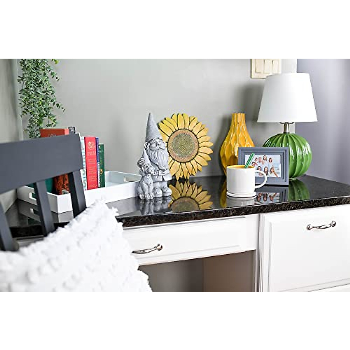 NAT & Jules Gnome and Dog Aged Cement Hue 12 inch Resin Stone Garden Statue