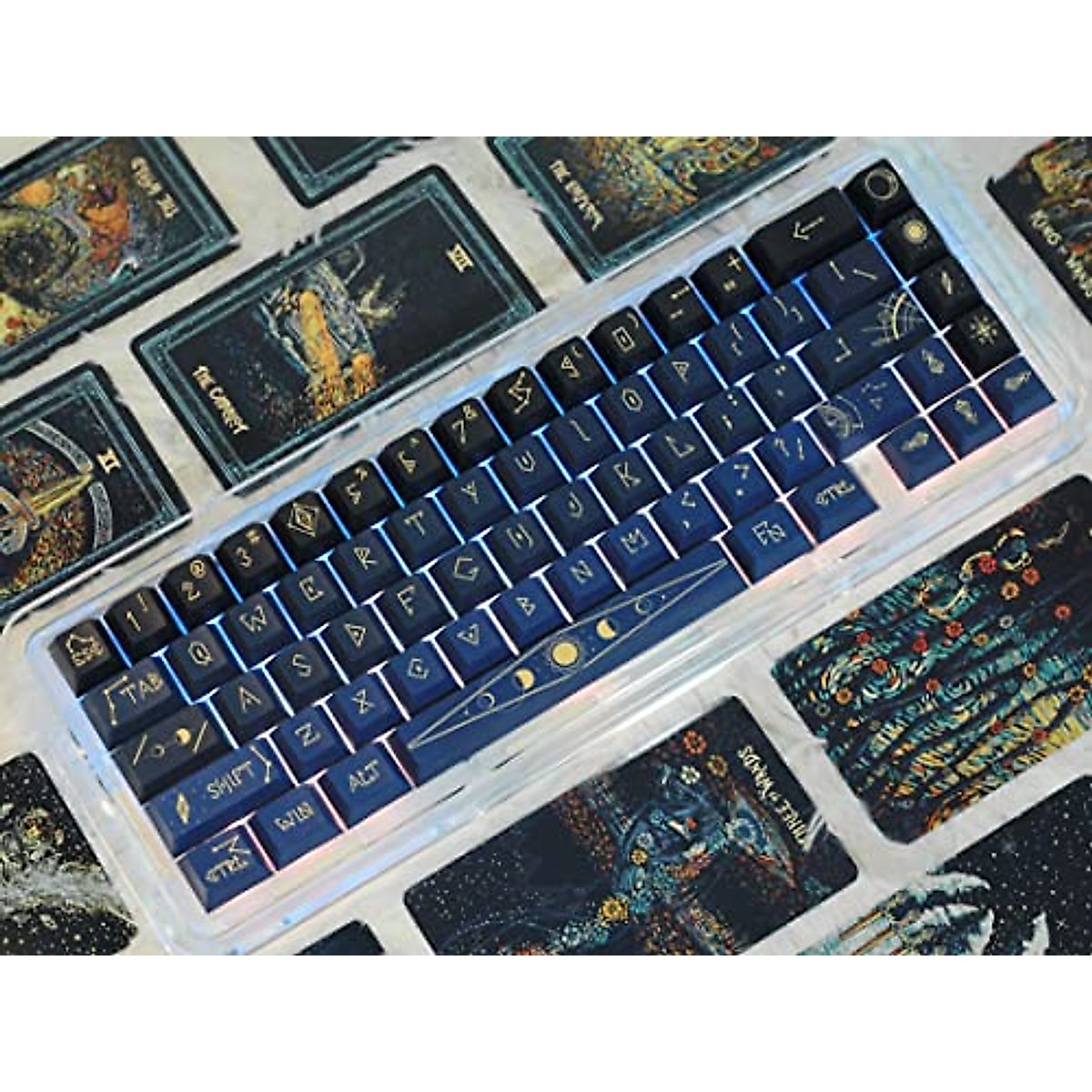TRUSYO PBT Keycaps 145 Set for Star Spectrum, Five-Sided Thermal Sublimation, Original Height，61/87/98/104/108 Keys Suitable for Mechanical Keyboard(Keyboard not Included)