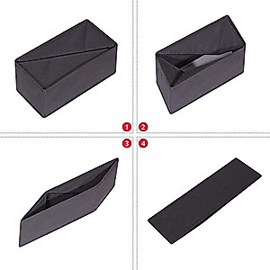 DIOMMELL 6 Pack Foldable Cloth Storage Box Closet Dresser Drawer Organizer Fabric Baskets Bins Containers Divider for Clothes Underwear Socks Lingerie Clothing, Dark Grey 00-0600