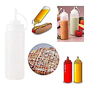 Jumbo 4 PCS 32oz Squeeze Bottle, Condiment Squeeze Bottles,Plastic Squeeze Squirt Bottles with Twist On Cap Lids and Discrete Measurements Perfect for Ketchup,BBQ,Sauces,Condiments,Paint and More
