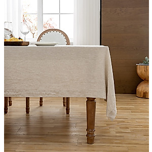 L Linen World 100% Linen Tablecloth,60x90 Inch Natural French Flax Rectangular Oblong Table Cloth for Kitchen, Dining, Party,Indoor,Outdoor,Weddings,Decorative Valentine's Day,Spring,Easter