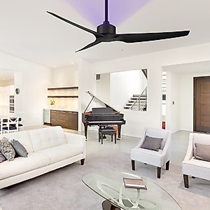 WAC Smart Fans Terminator Indoor and Outdoor 3-Blade Ceiling Fan 54in Matte White UV-C LED Up-Light and Remote Control