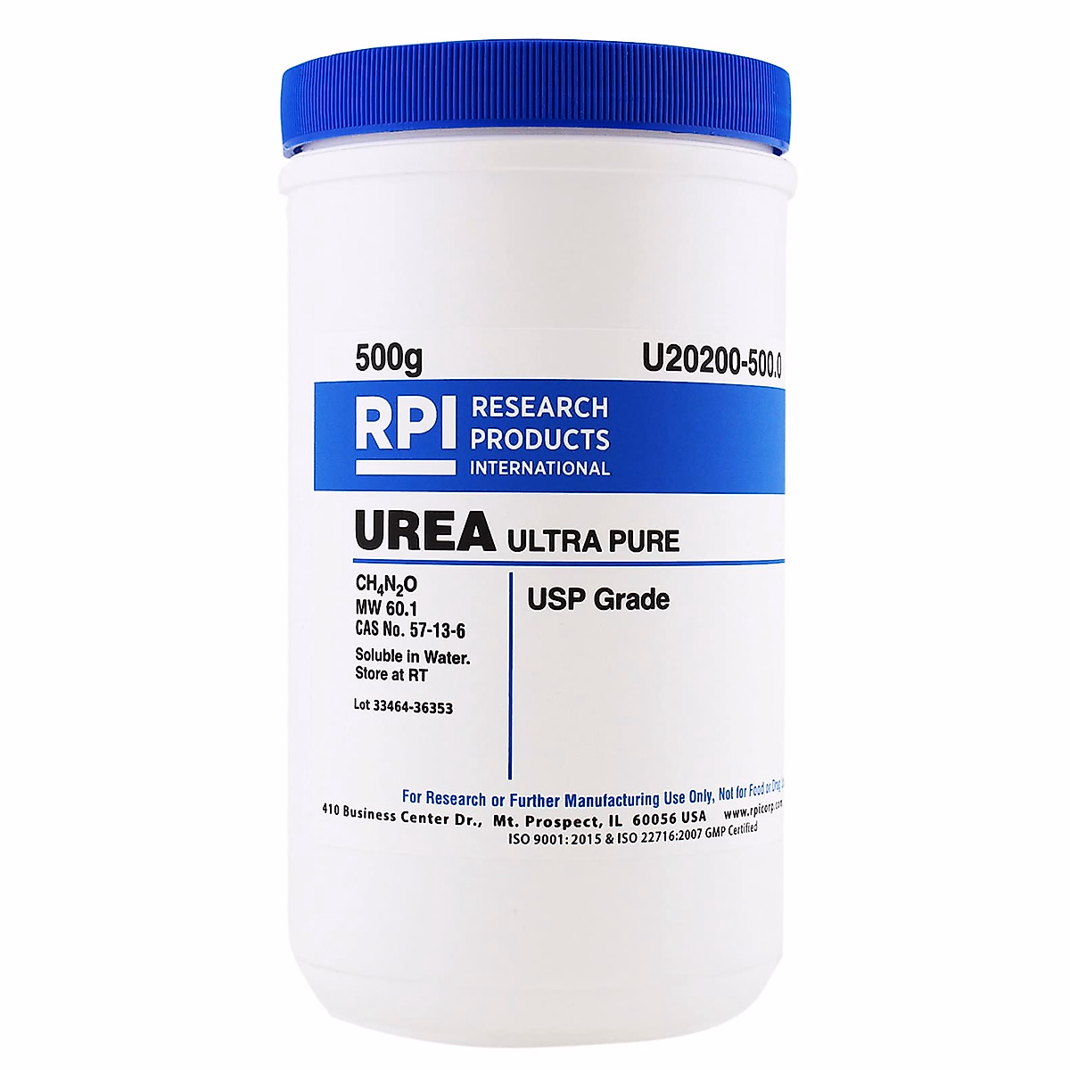 RPI Urea Crystalline Powder, 500 Grams, USP Grade UltraPure, for Cell Culture and Protein Denaturing