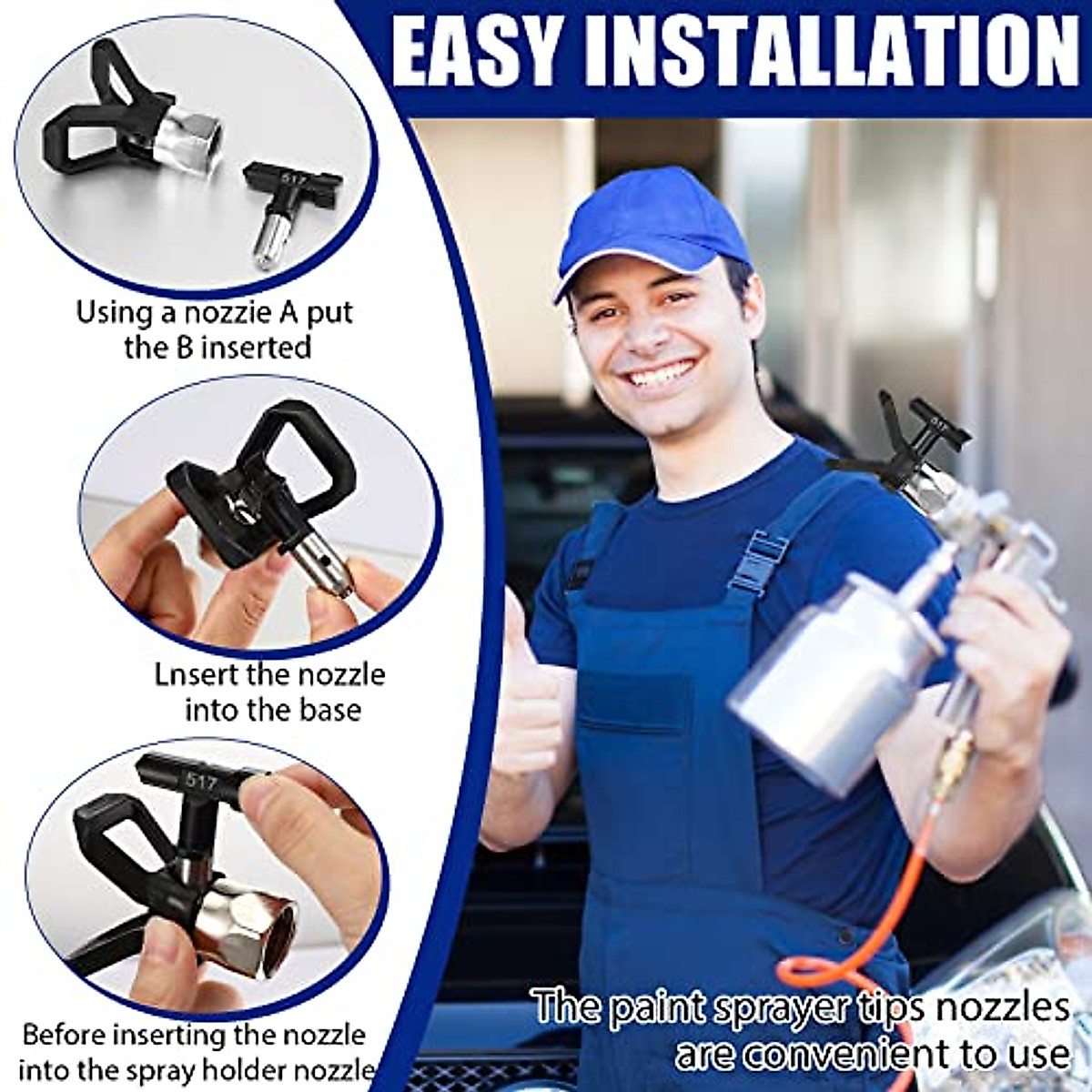 2 Sets 3600PSI Airless Paint Spray Gun High Pressure Airless Paint Sprayer Gun with 517 Tip Swivel Joint for Pump Sprayer Parts Accessories