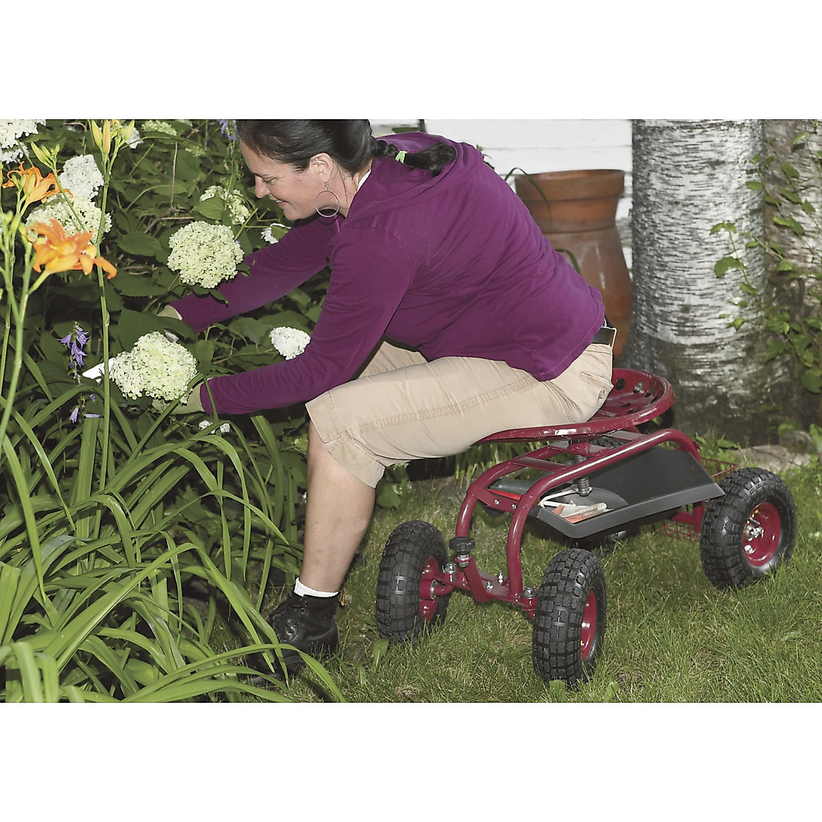 Ironton Rolling Garden Seat with Turnbar