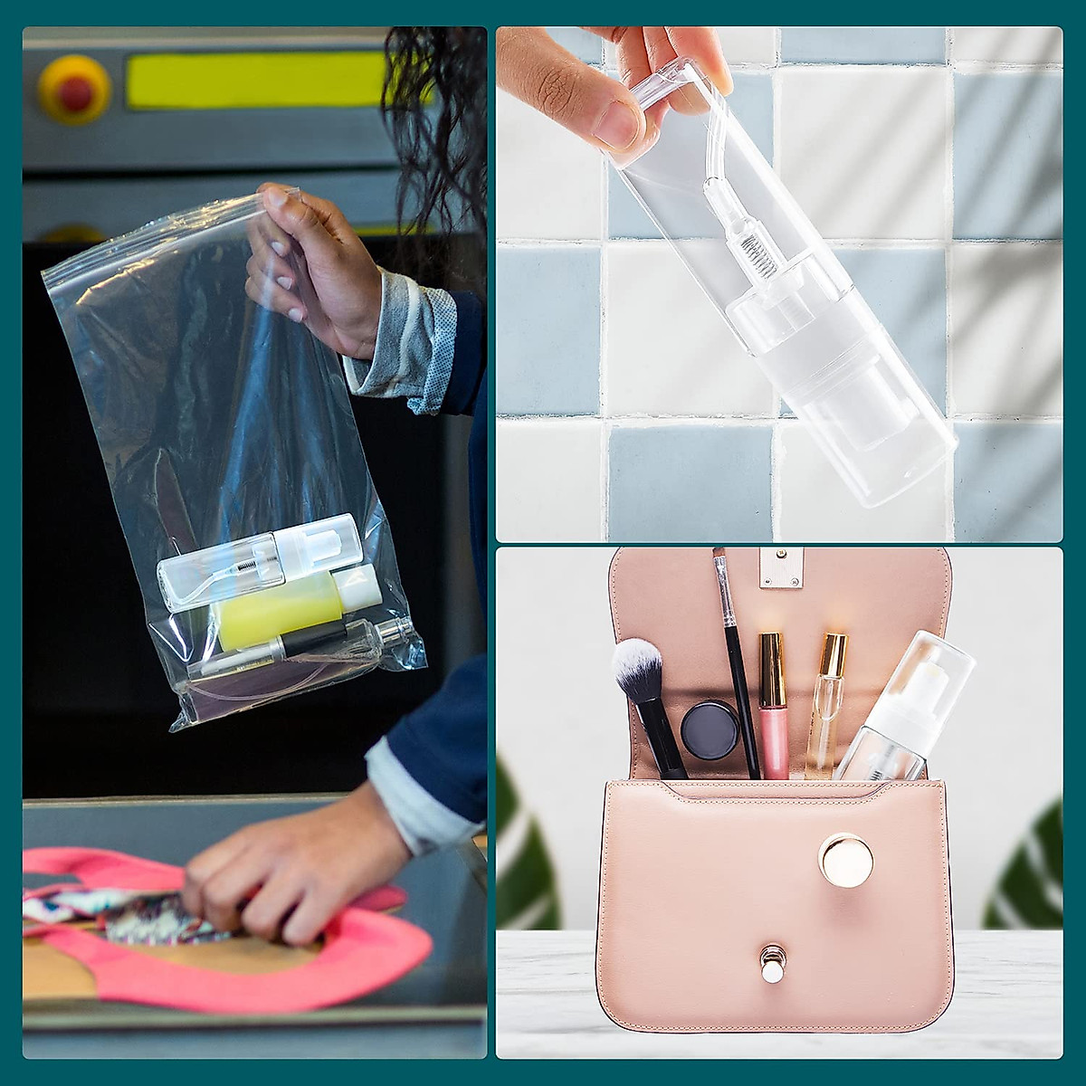 RAYNAG 2 Pack Foam Pump Bottles Foamer Bottle Mini Travel Size Soap Dispenser Mini Clear Bottles Plastic Pump Bottle, 50 ml/1.7 oz