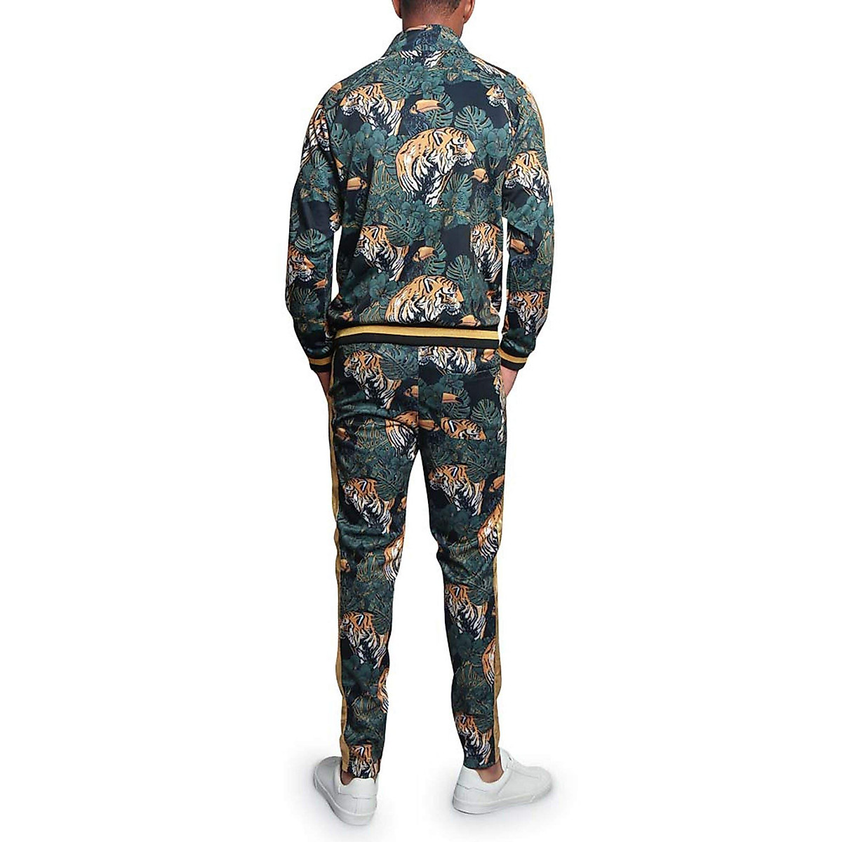 G-Style USA Men's Royal Floral Tiger Track Suit ST559 - Black - Large