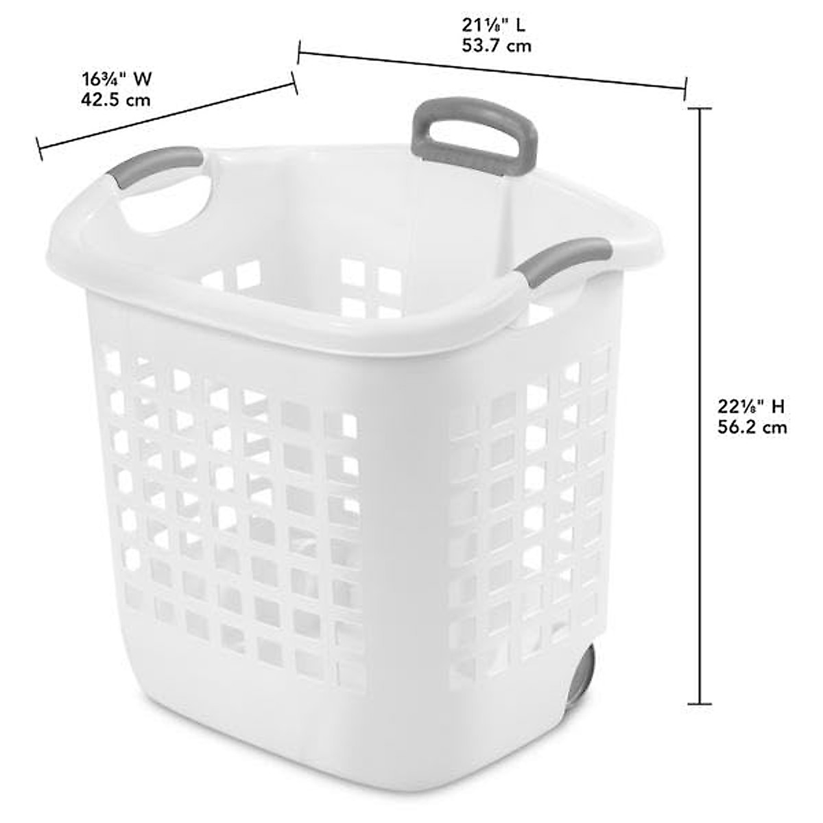 Sterilite 1.75 Bushel Ultra™ Wheeled Laundry Basket Plastic, White, (Pack of 1)