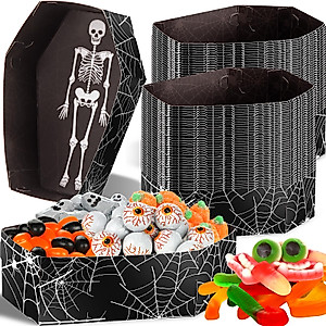 Tenceur 100 Pieces Halloween Coffin Snack Trays Halloween Party Food Supplies Coffin Boxes for Treats for Halloween Storage Charcuterie Board Serving Supplies