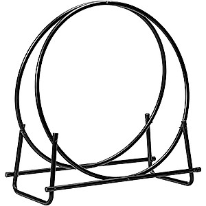 Goplus 41 Inch Firewood Log Hoop, Tubular Steel Log Holder, Heavy Duty Wood Storage Rack for Outdoor & Indoor, Fireplace Pit