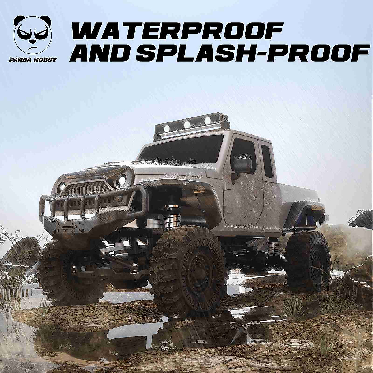 PANDA HOBBY RC Rock Crawler 4x4,RC Crawler 1/18 4WD Off Road RC Cars,RTR Remote Control Car for Adults,1:18 Scale RC Truck Cruiser Vehicle,Waterproof All Terrains Hobby RC Model Car,Tetra18 X1T,White