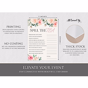 50 Spill The Tea Party (50-Cards) Fun Bridal Shower Game Activity, Who Knows the Bride Best, Decorations, Engagement Party, Rehearsal Dinner, Bridgerton