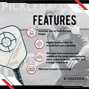 Engage Pickleball Encore Pro Pickleball Paddle - Pickleball Paddles with Polymer Core - USAPA Approved Pickleball Paddles Pickleball Rackets for Adults - Lite (Ruby Red)