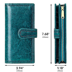 YOUBDM Leather Wallets for Women Large Capacity Credit Card Holder Ladies Travel Clutch Purse Bifold Oil Wax Wallet with Zipper Pocket