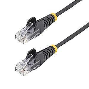 StarTech.com 1.5 m CAT6 Cable - Slim CAT6 Patch Cord - Black - Snagless RJ45 Connectors - Gigabit Ethernet Cable - 28 AWG (N6PAT150CMBKS)