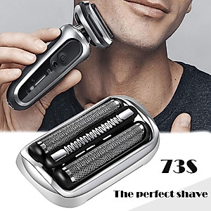 Euitent 73S for Braun Series 7 Replacement Head,73S Foil & Cutter Replace Blade Wet and Dry Suitable for Braun S7 ProSkin 7020s,7025s,7085cc,7089cc,Etc Silver (73S)