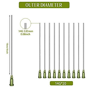Honoson 20 Pack 4" Syringes with Needle 14 Gauge Blunt Tip Dispensing Needle Industrial with Luer Connector Needle