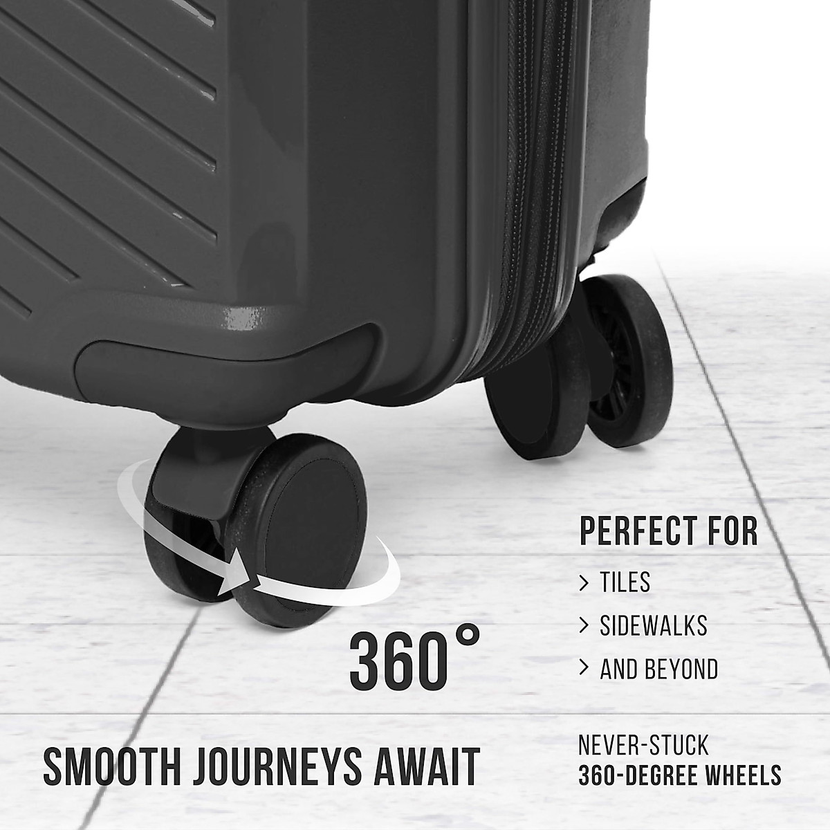 Feelway Hardside Checked 24" Luggage Suitcase Durable, Expandable Design with 360° Double Spinner Wheels, TSA Lock, Telescopic Handle, Secure Zipper (Black, 24")