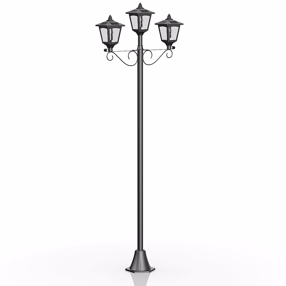 72" Solar Lamp Post Lights, Triple-Head Street Vintage Outdoor Post Light for Garden, Lawn, Planter Not Included