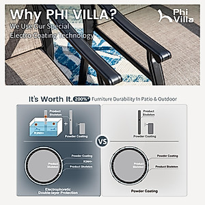 PHI VILLA Patio Dining Table and Chairs for 8,Outdoor Chairs with Textilene Fabric,Quick-Dry and Waterproof,Extra Large Rectangular Metal Table,Outdoor Furniture Set for Outside,Garden,Yard